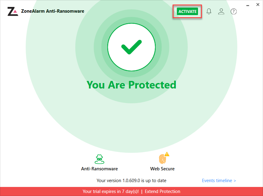Activate ZoneAlarm Anti-Ransomware – ZoneAlarm Support Center SANDBOX