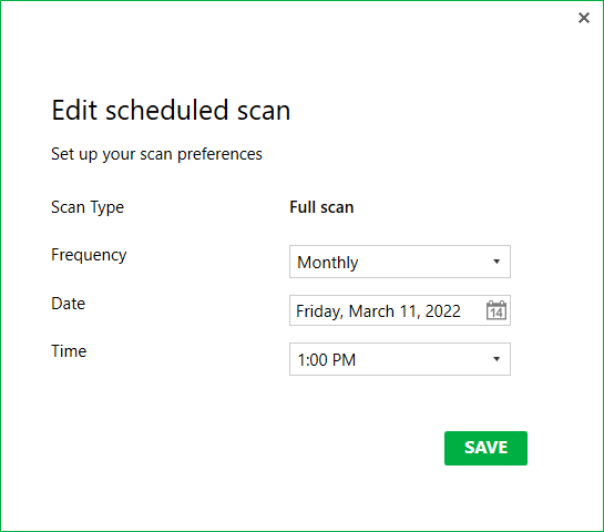 Set a scheduled scan – ZoneAlarm Support Center SANDBOX